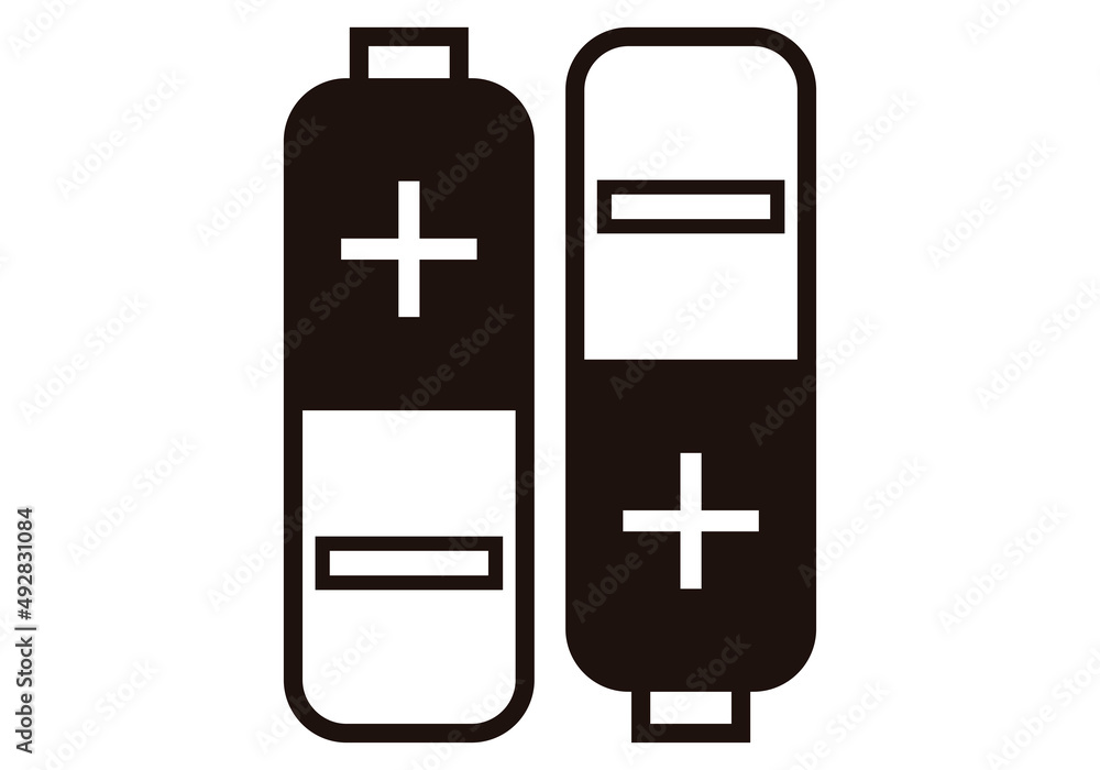 Icono negro de pilas en fondo blanco. Stock Vector | Adobe Stock