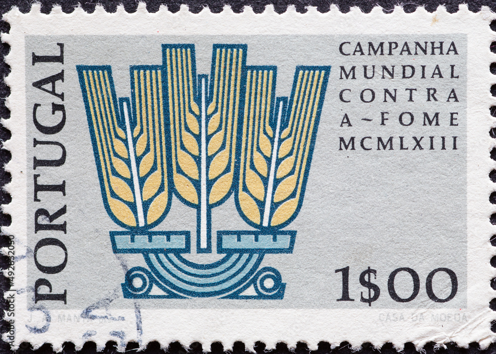 Portugal - circa 1963: a postage stamp from Portugal, showing a Wheat ...