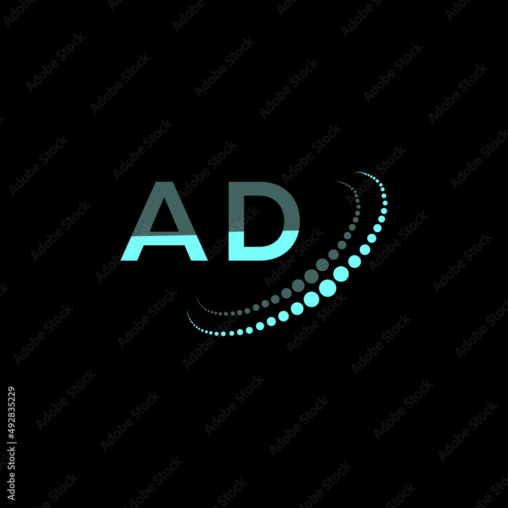 AD letter logo design on black background.AD creative initials letter ...