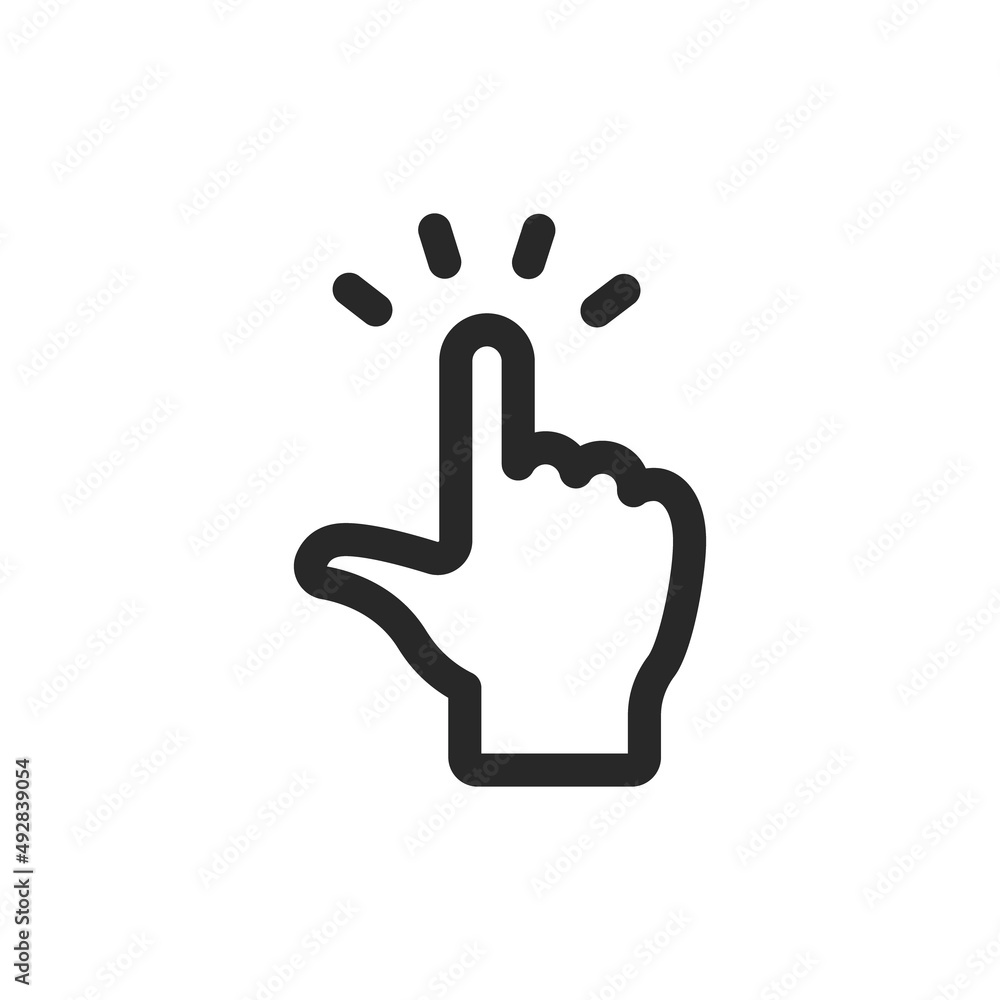Hand clicking icon. Finger pointer pictogram. Click tap vector symbol ...