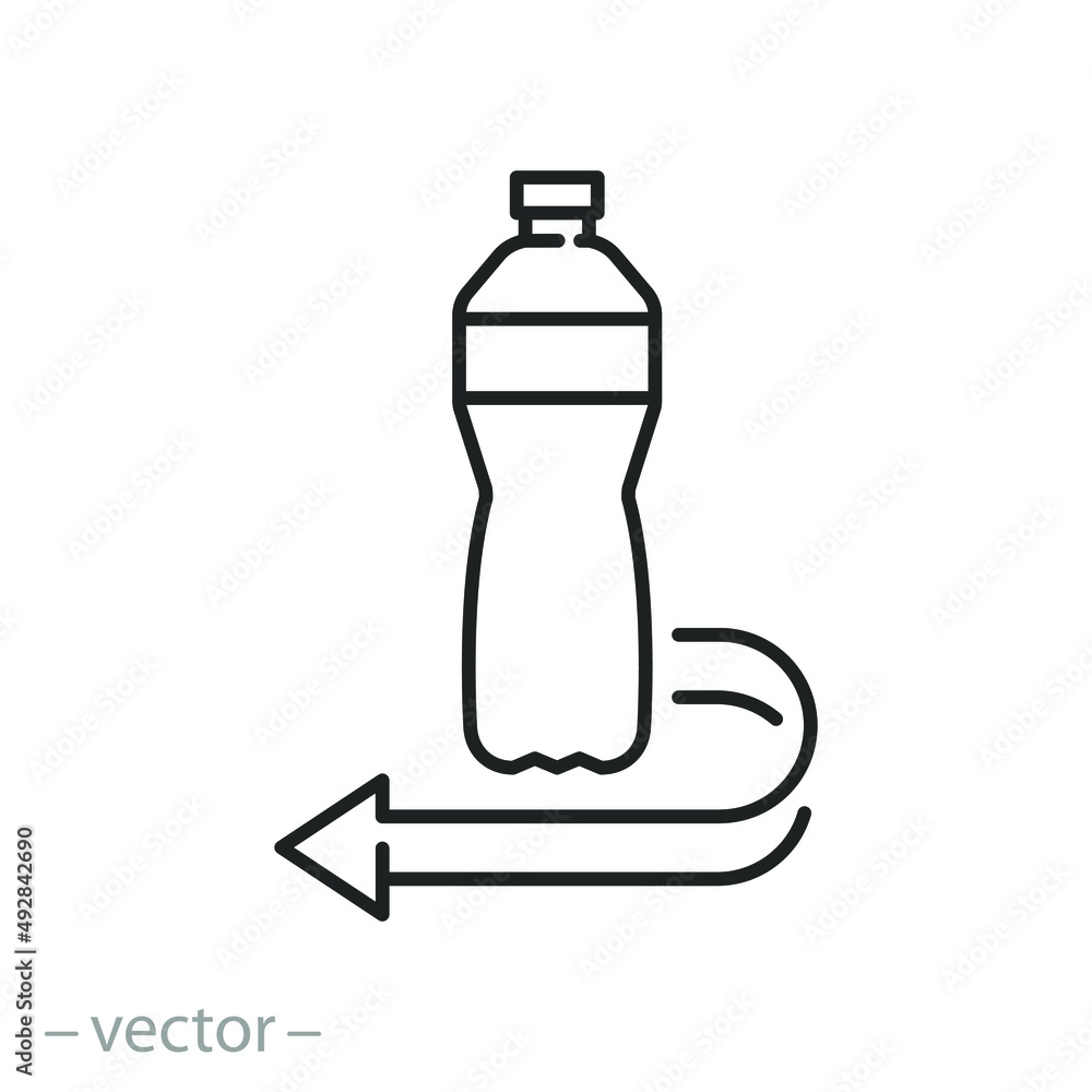 deposit bottle icon, reuse plastic, container return, reverse reward ...