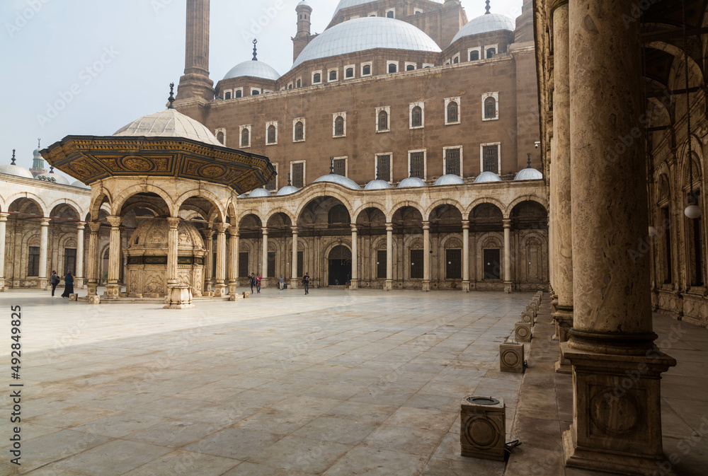 Cairo, Egypt - January 2022: The ablution fountain and Muhammad Ali ...