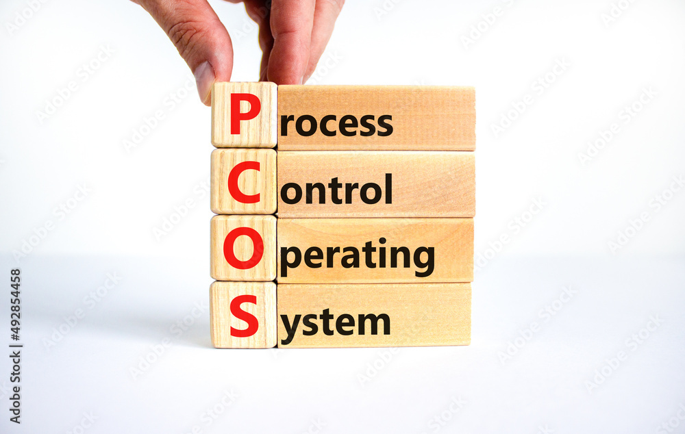 PCOS process control operating system symbol. Concept words PCOS ...