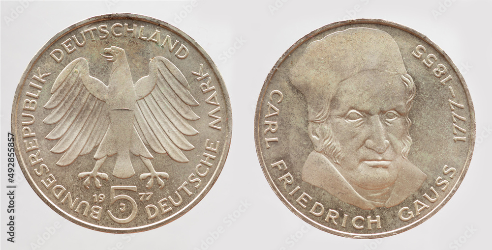 5 Deutsche Mark coin of the Federal Republic of Germany with the cote ...