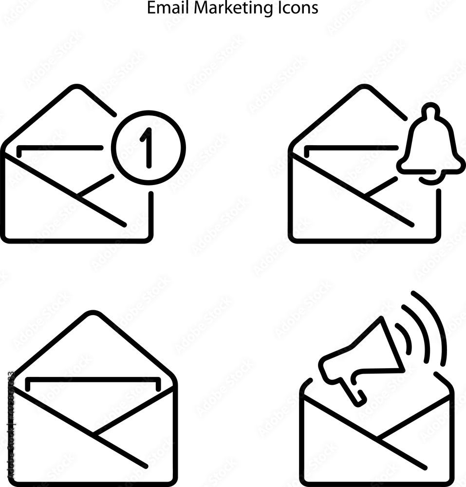 email marketing icons isolated on white background. email marketing ...