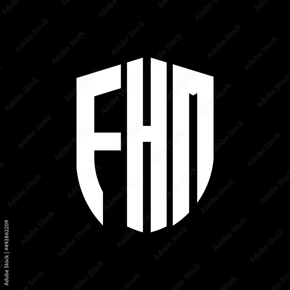 FHM letter logo design. FHM modern letter logo with black background ...