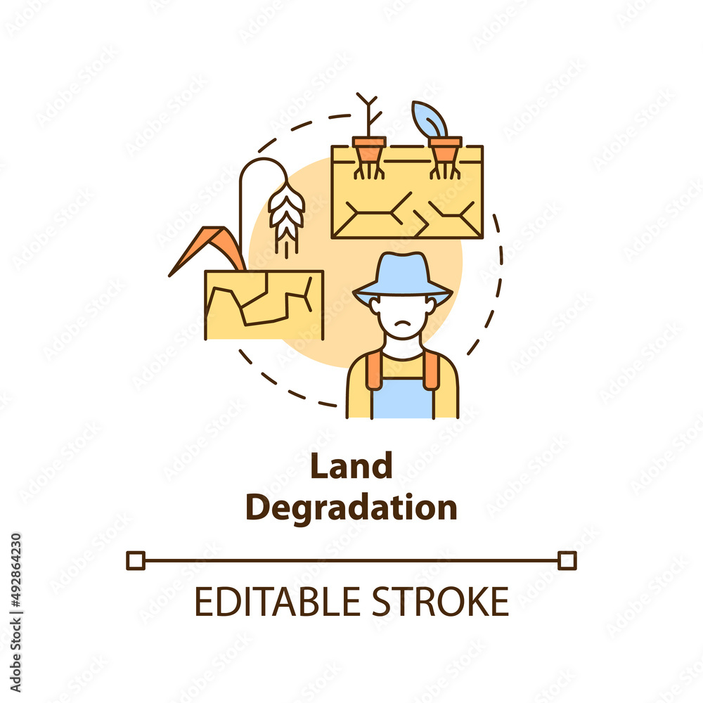 Land degradation concept icon. Challenges to achieving food security ... Land degradation concept icon. Challenges to achieving food security ...