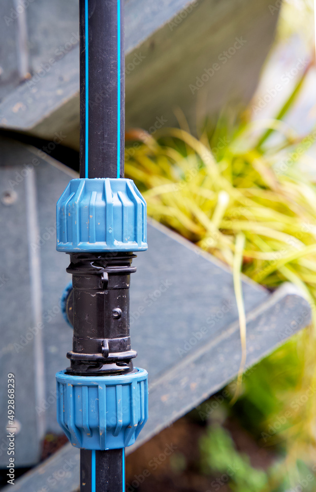 Foto de Irrigation pipes of a water system for rainwater irrigation ...