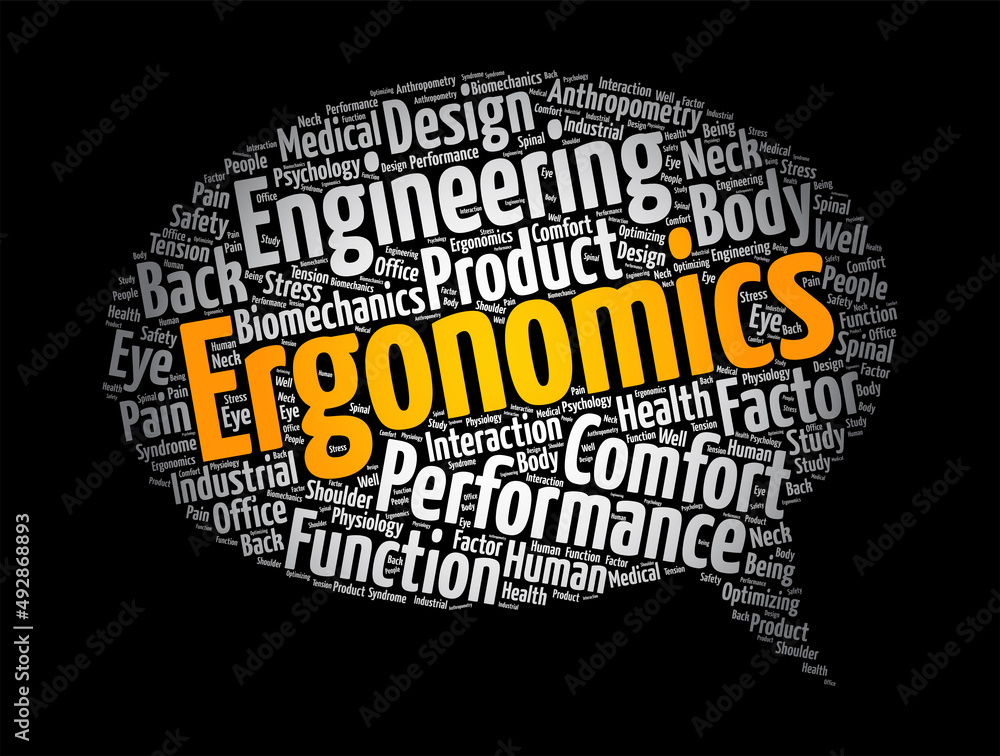 Ergonomics word cloud message bubble, concept background Stock ... Ergonomics word cloud message bubble, concept background Stock ...