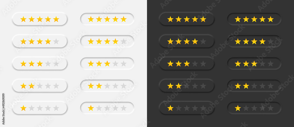 Product rating or customer review with gold stars for apps and websites ...
