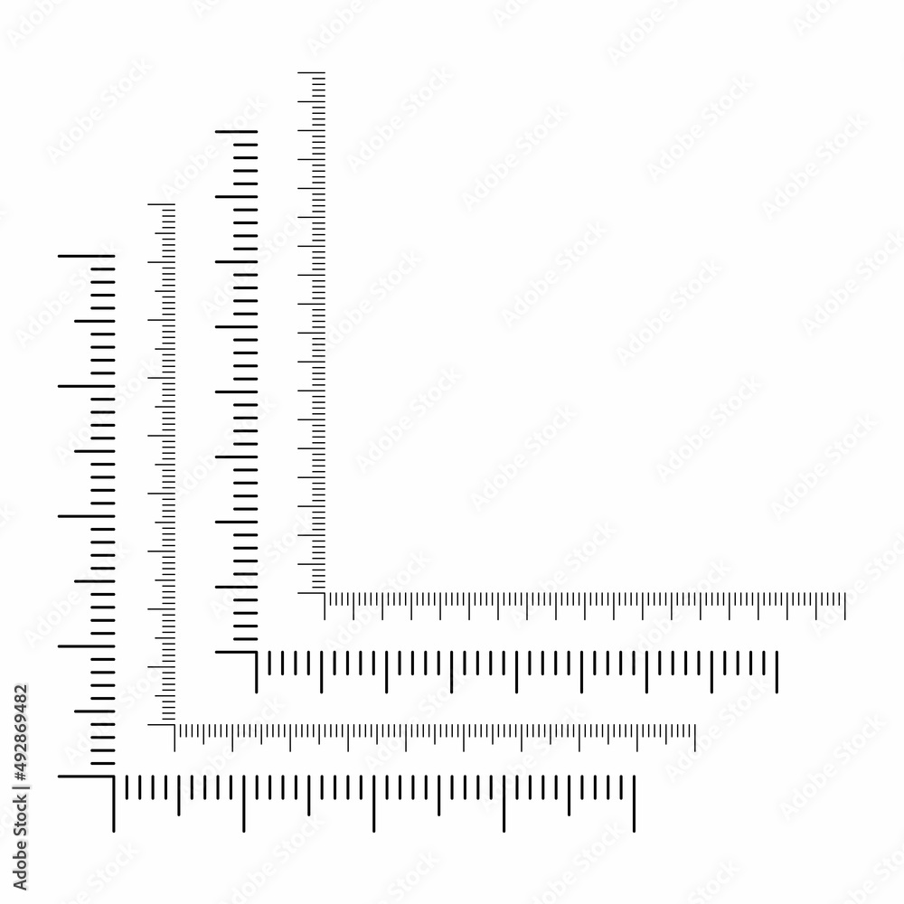 Vector illustration of different corner rulers isolated on white ...
