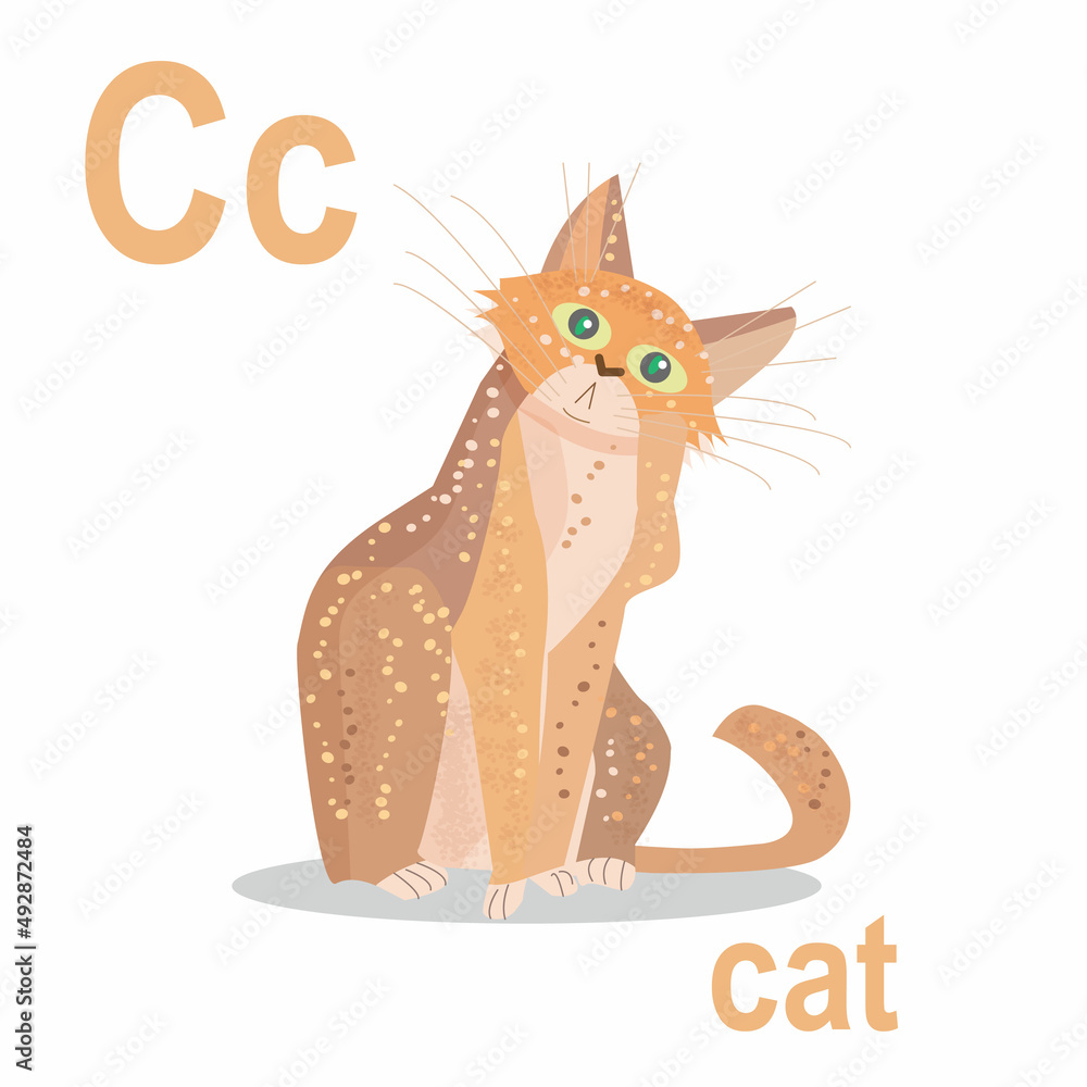 Cute cat, the ABC of children's wall art. Postcards with the alphabet ...