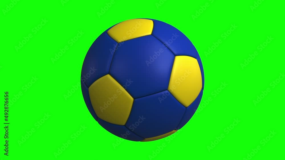 3D animation of a soccer ball rotating 360 degrees. On a green screen ...