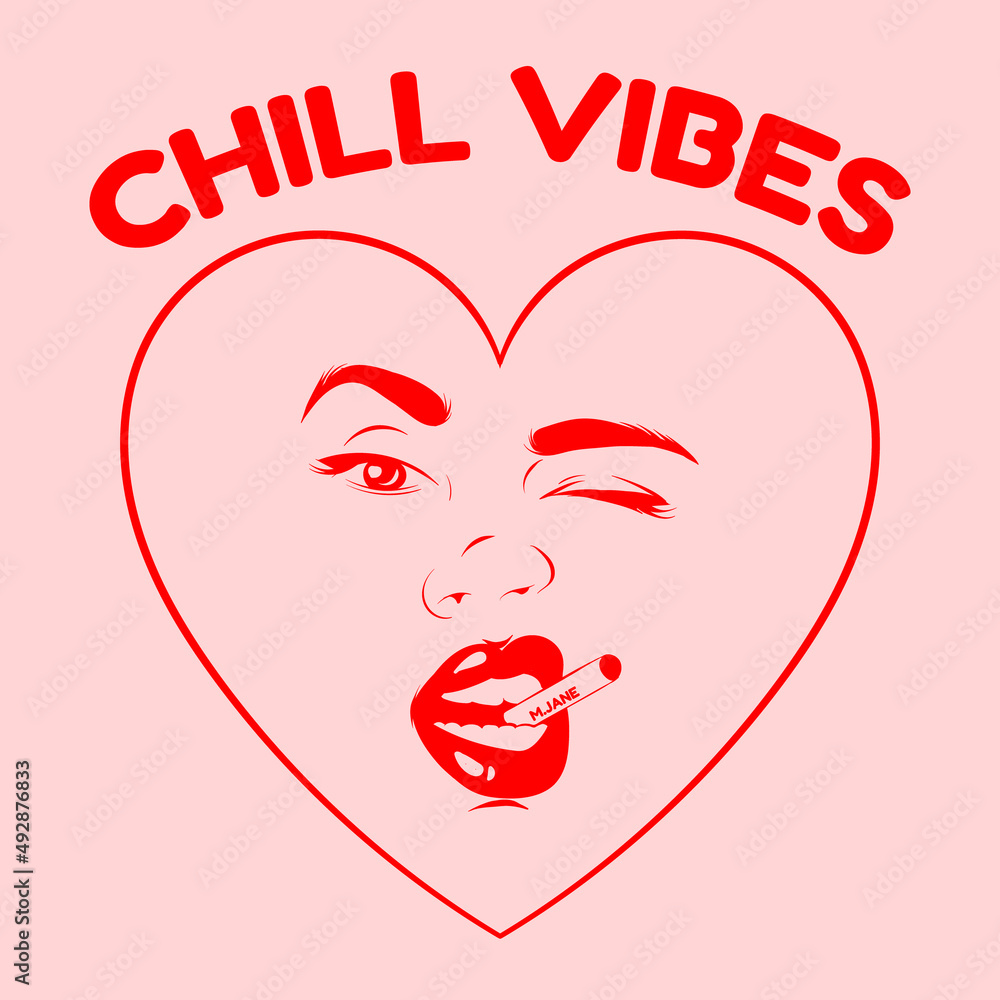 Chill vibes. Vector hand drawn illustration of girl with cigarette ...