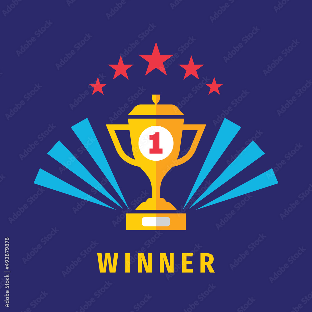 Winner award cup championship - flat banner vector illustration ...