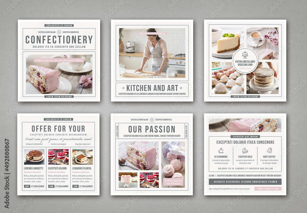 Square Social Media Post Layouts in Light Colors Stock Template | Adobe ...