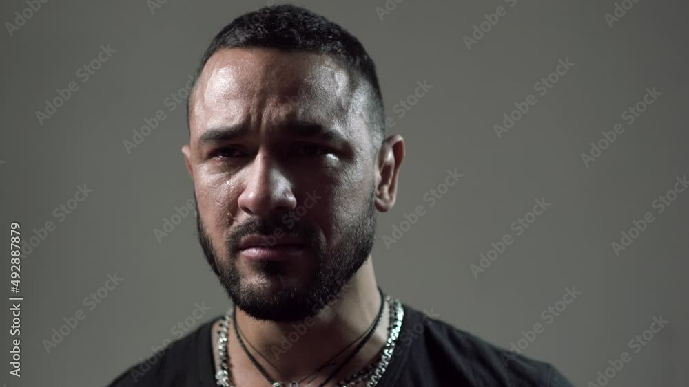 Man crying close up face, emotions faces, male emotion. Portrait of ...