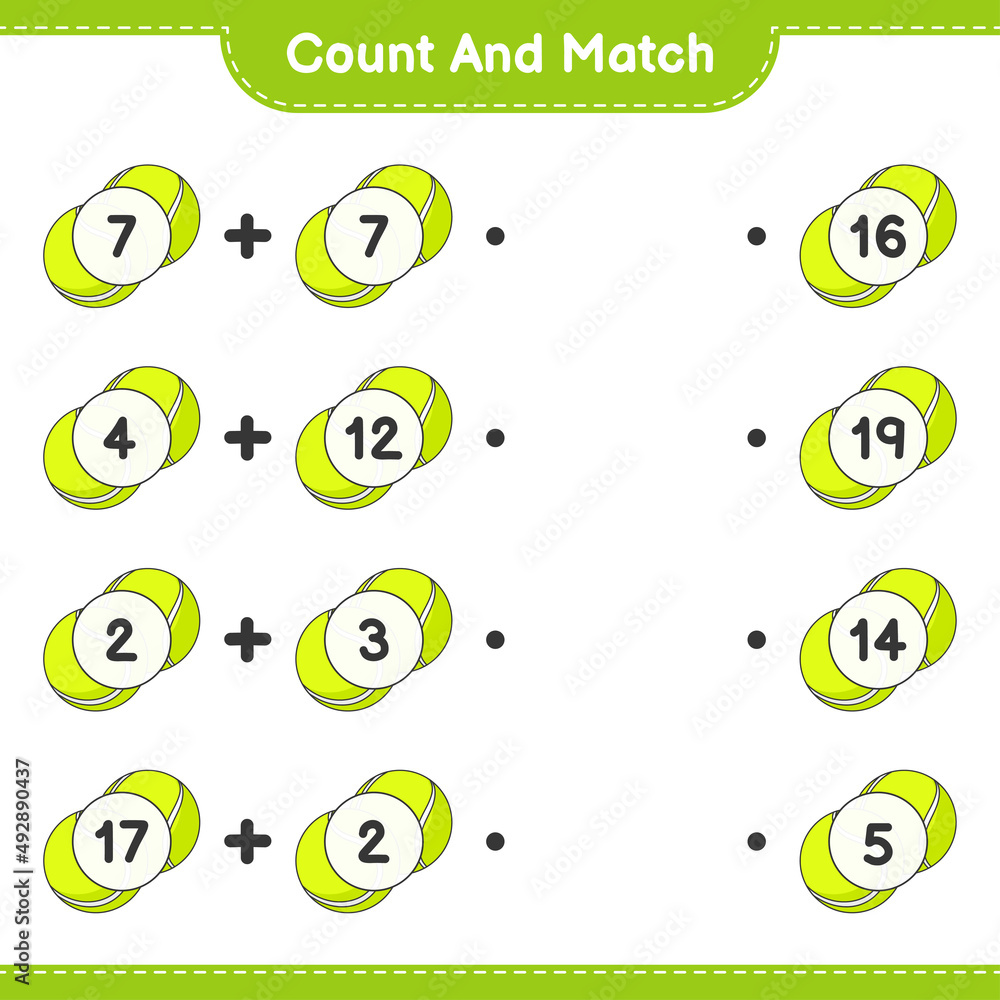 Count and match, count the number of Tennis Ball and match with the ...