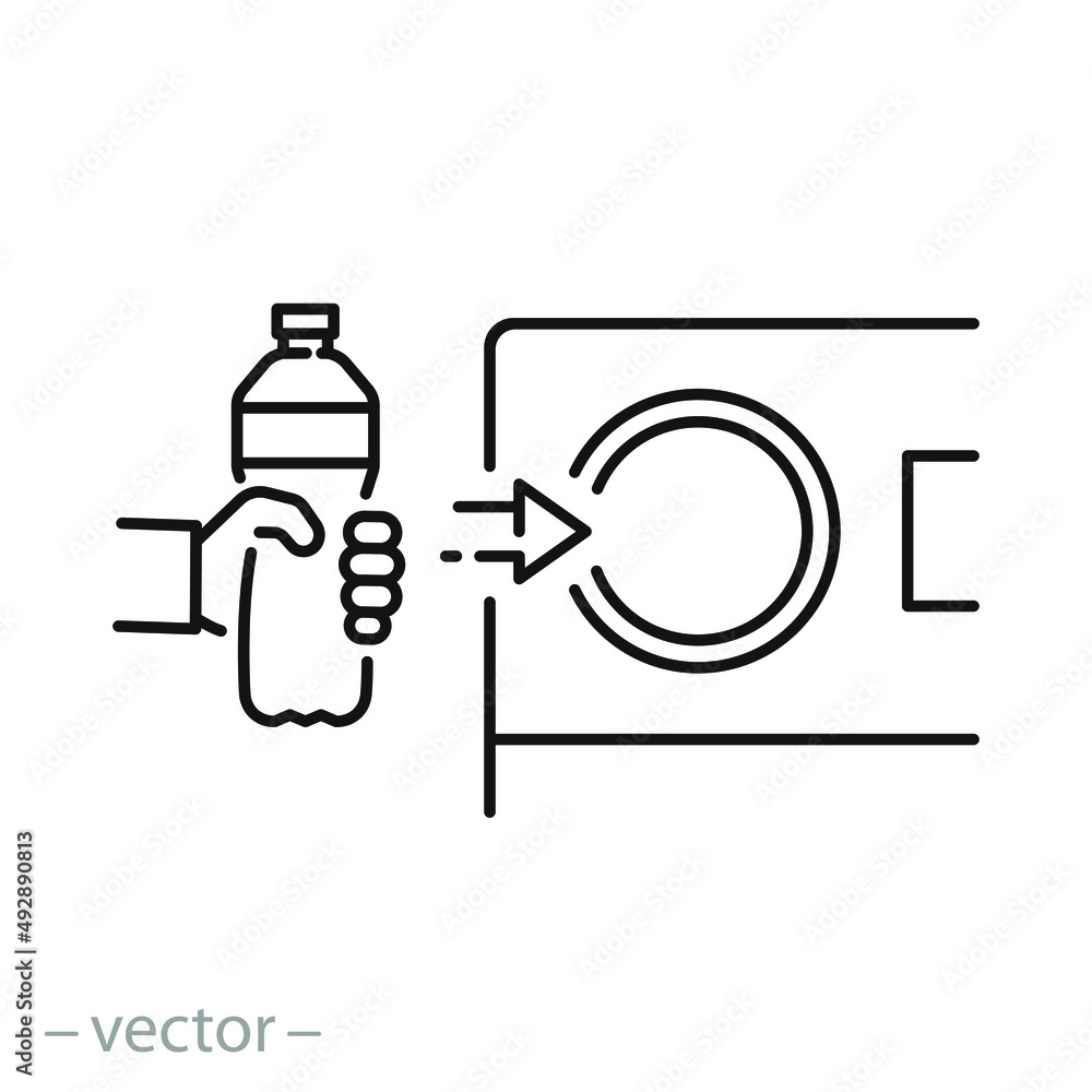 deposit bottle recycling icon, refund and reward machine, reuse plastic ...
