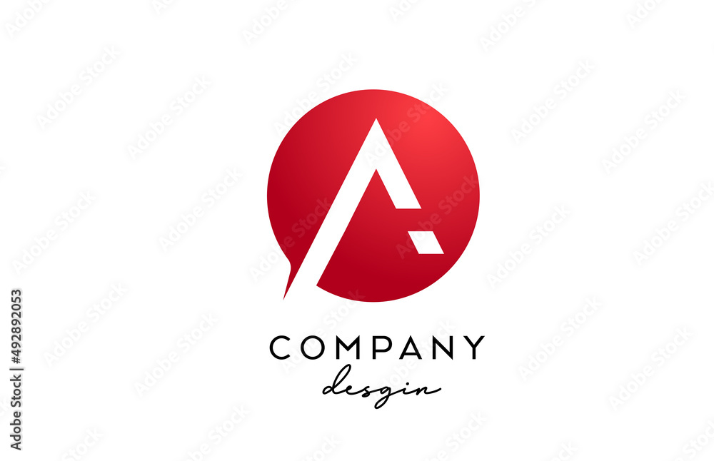 red A alphabet letter logo icon with circle design. Creative template ...