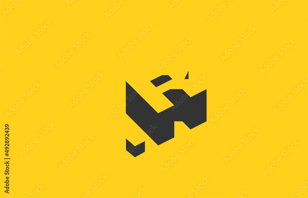 yellow black r alphabet letter icon logo with shadow design. Creative ...
