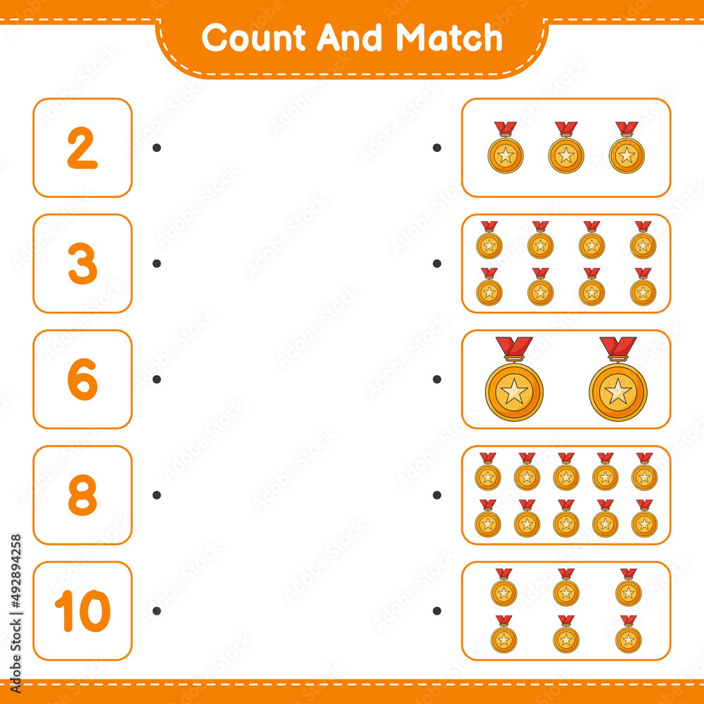 Count and match, count the number of Trophy and match with the right ...
