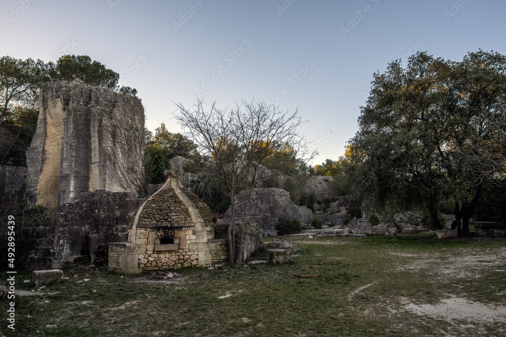 Disused quarry Du Bon Temps in Junas, Gard, South of France. This ...
