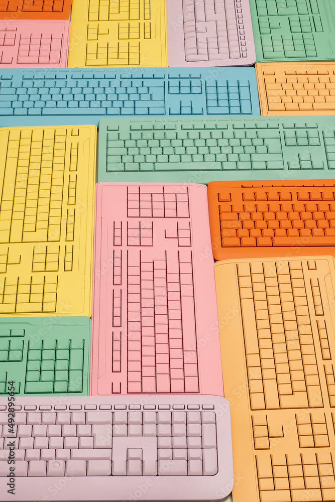 Colorful computer keyboard technology background Stock Photo | Adobe Stock