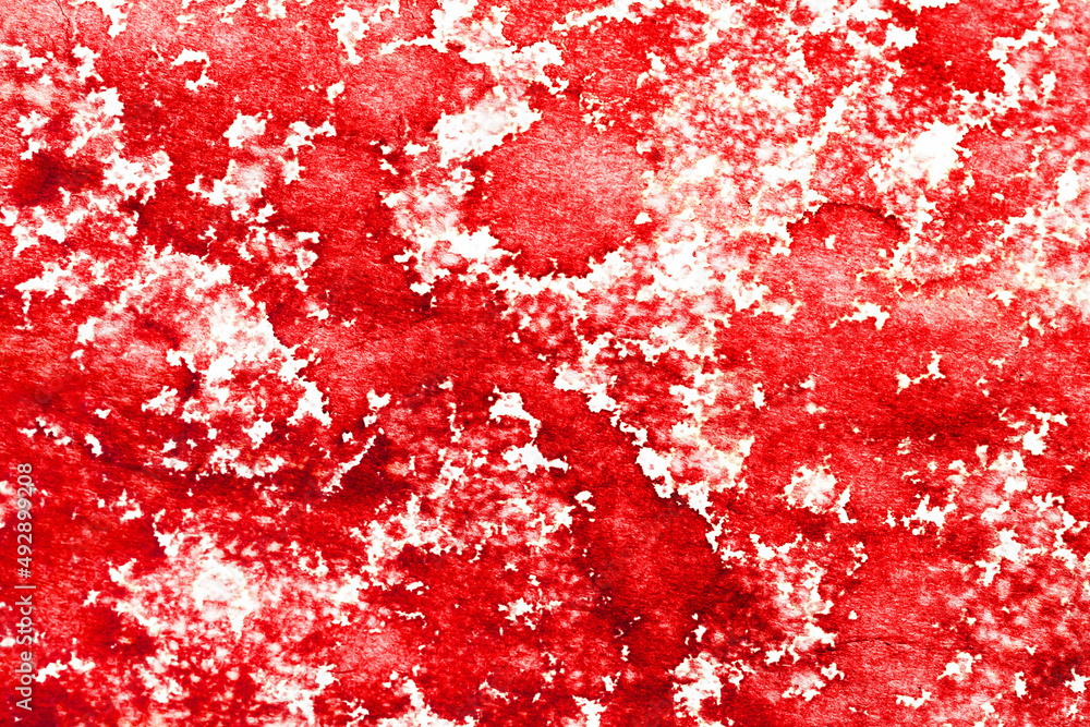Red stain background. Blob pattern. Sprayed paper texture. Blood stains ...
