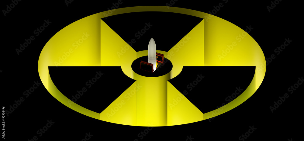 A nuclear ballistic missile launched from an underground danger warning ...