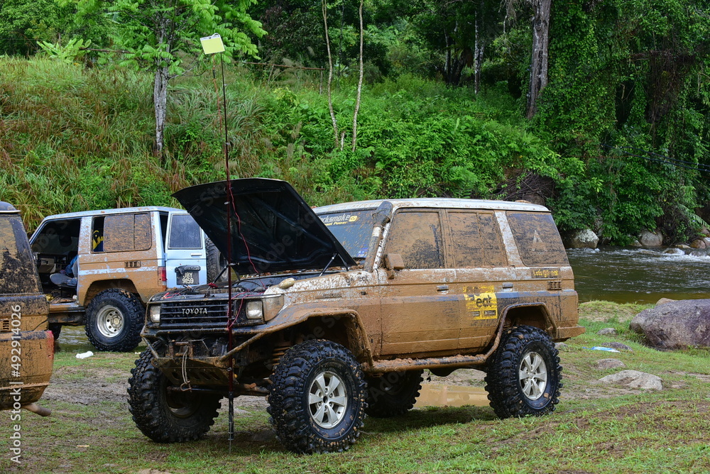 Gua Musang, Kelantan, Malaysia, 24.2.2020 - A convoy of 4X4 wheel drive ...