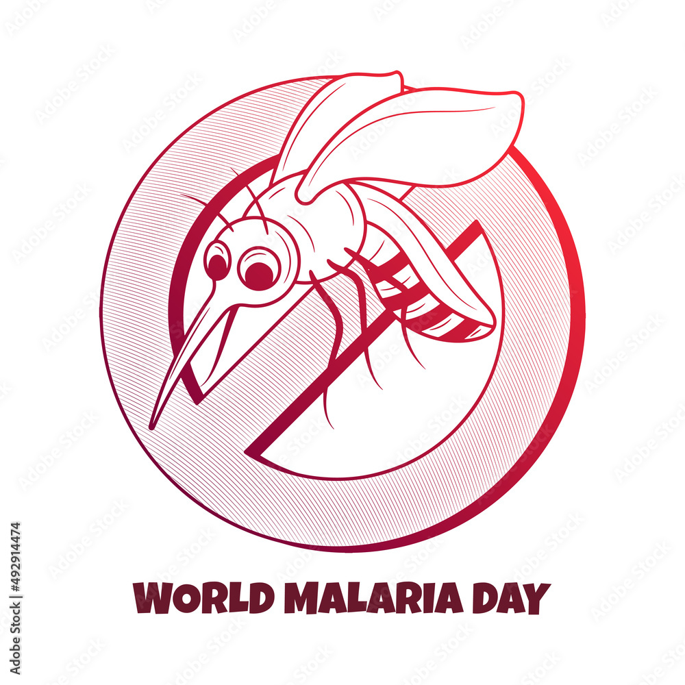 World Malaria Day Clipart Illustration with hand drawn gradient outline ...