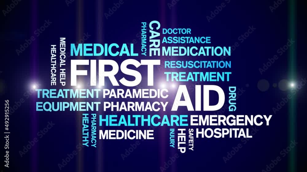 First Aid Animated Tag Word Cloud;Text Design Animation typography ...