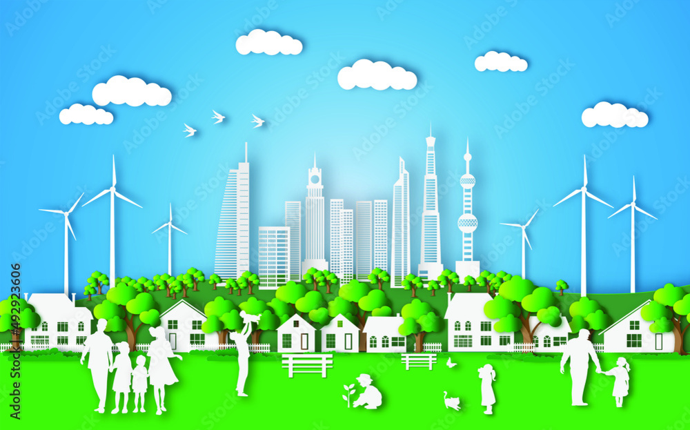 world environment day concept eco friendly save the earth green city ...