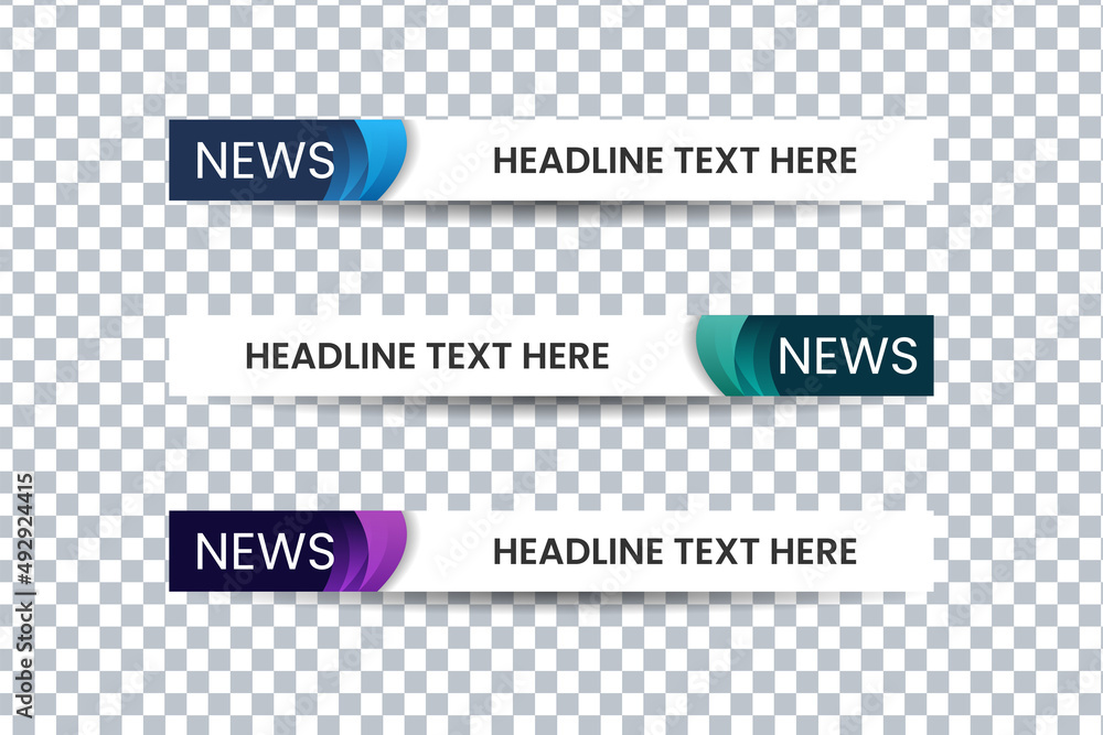Set of lower third vector design banner with blue, green and purple ...