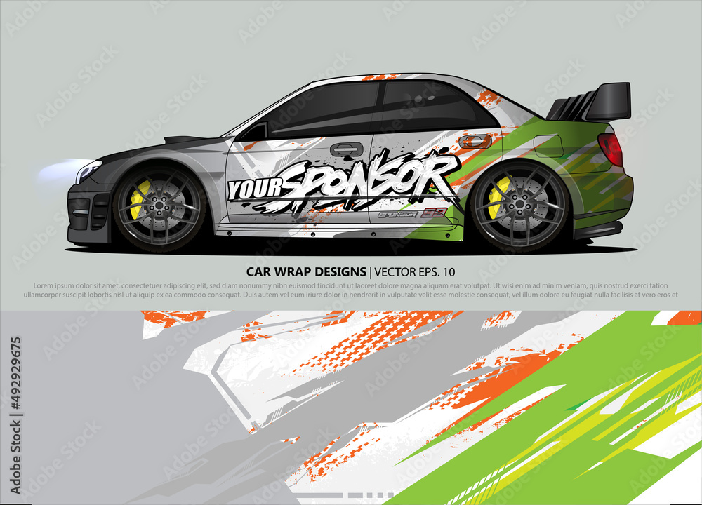 Race car wrap design vector for vehicle vinyl sticker and automotive ...