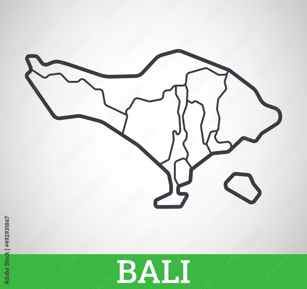 Simple outline map of Bali with districts . Vector graphic illustration ...
