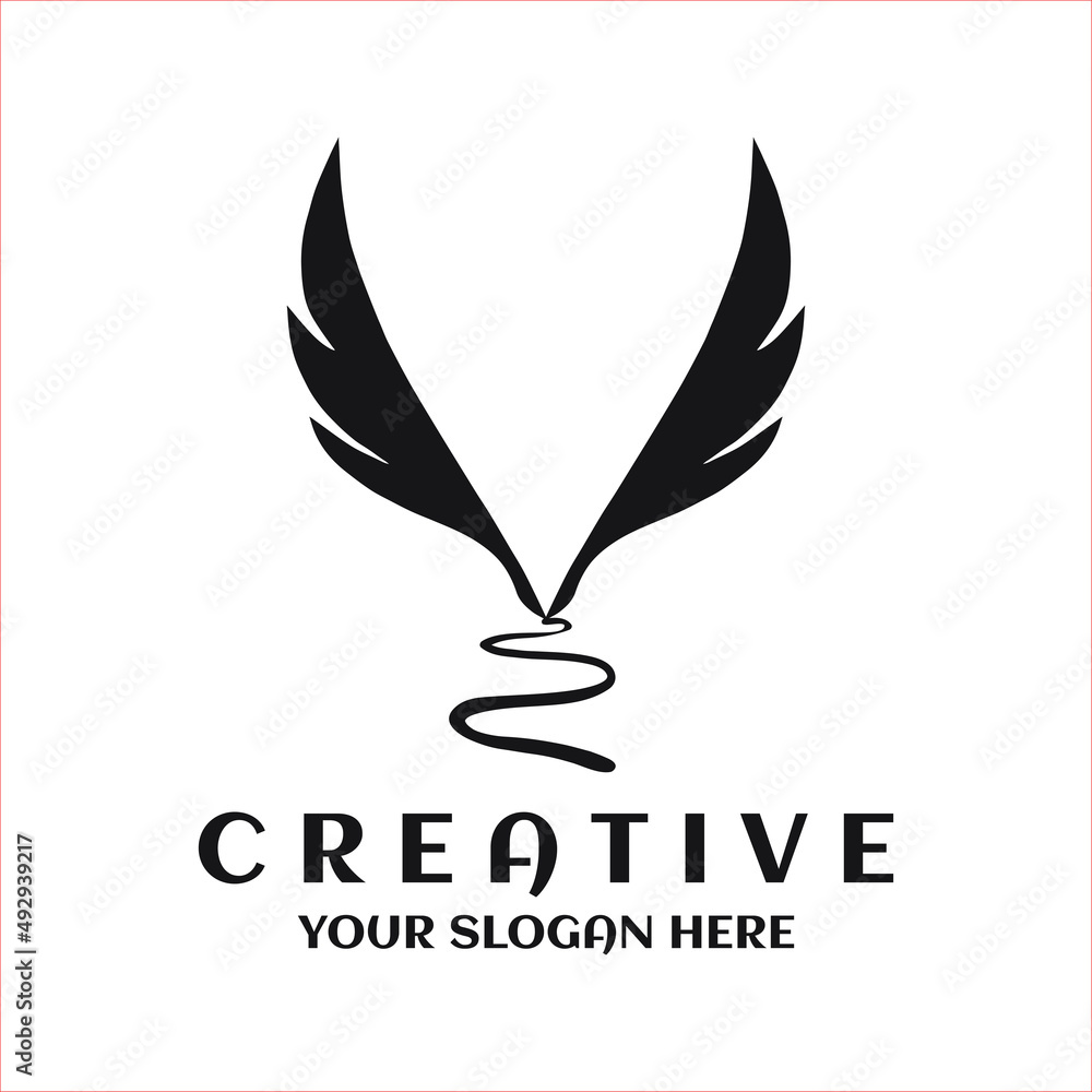 Feather pen logo silhouette vector premium design template. Feather ...