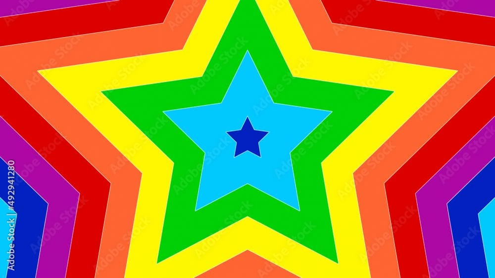 Rainbow Stars Moving Expanding Outward Bright Colorful Shapes Growing ...