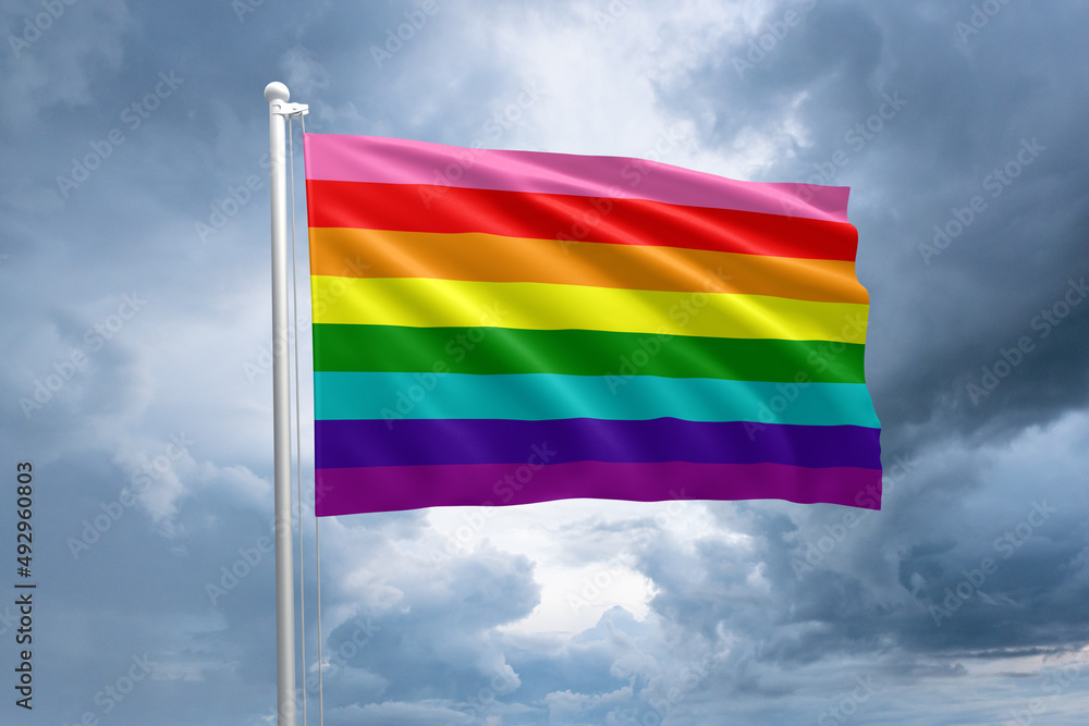 LGBTQIA+ Rainbow 8 stripe pride flag. Original LGBT rainbow flag symbol ...