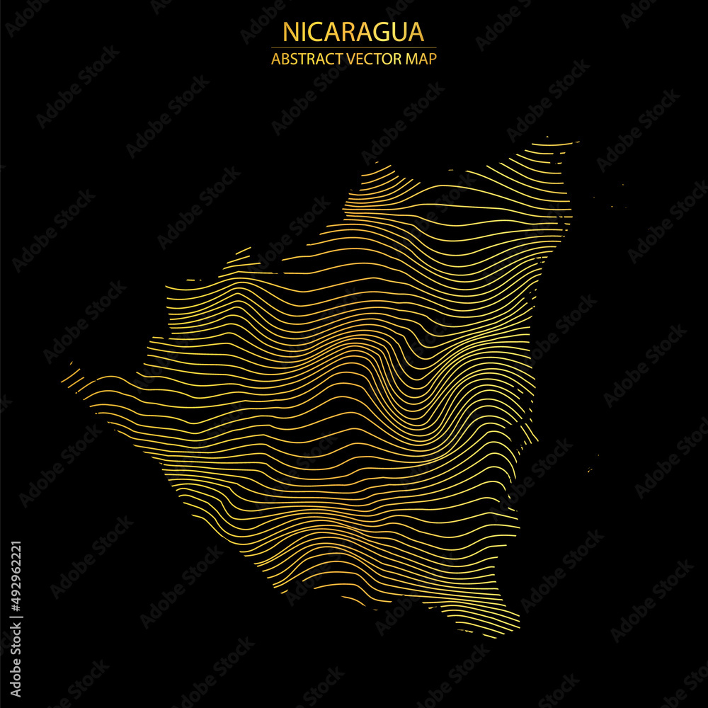 abstract map of Nicaragua - vector illustration of striped gold colored ...
