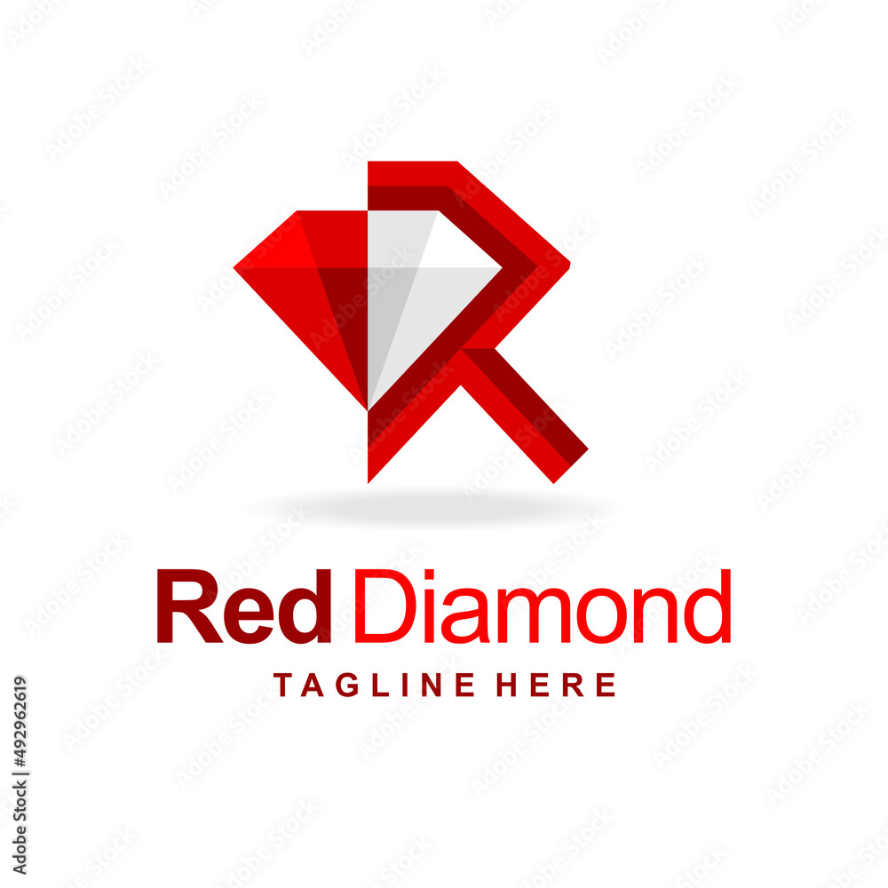 Red diamond logo with letter R concept Stock Vector | Adobe Stock