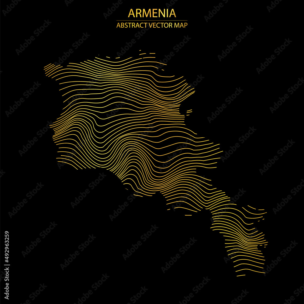 abstract map of Armenia - vector illustration of striped gold colored ...