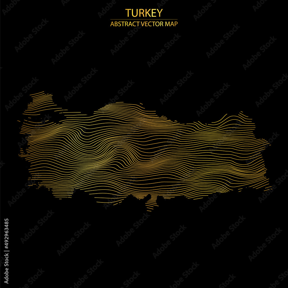 abstract map of Turkey - vector illustration of striped gold colored ...