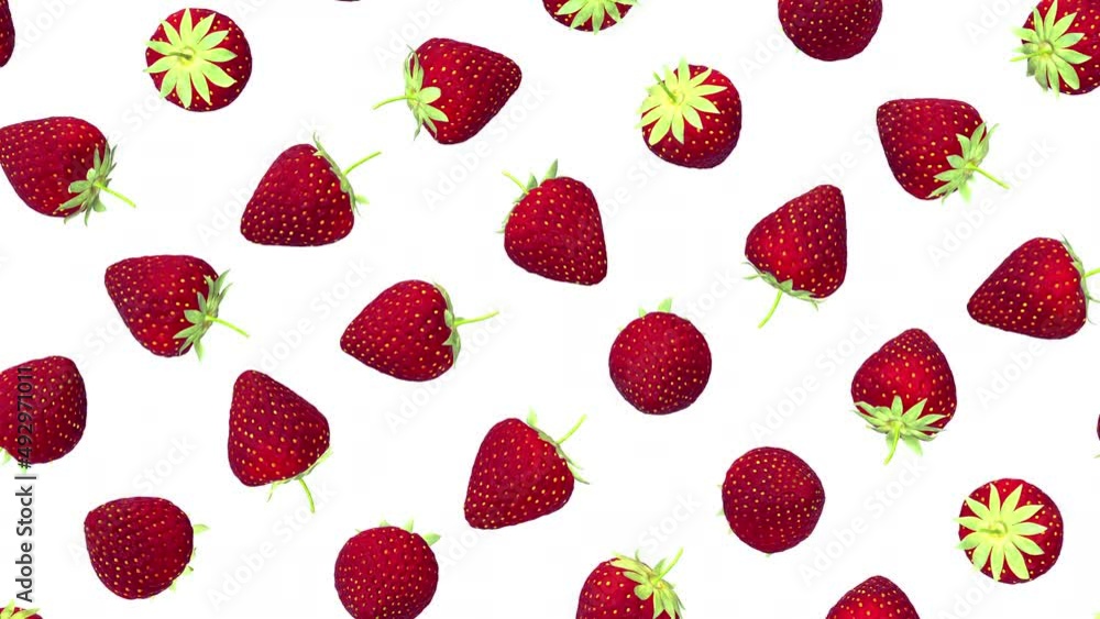 Flying red fresh strawberry. Abstract art background. Realistic 3d ...