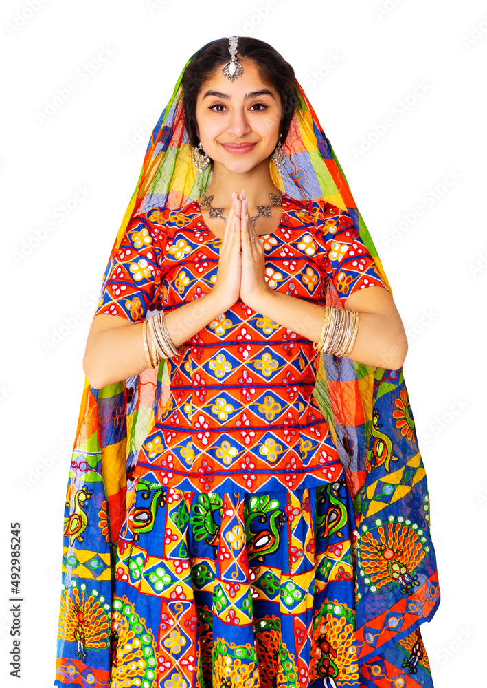 Beautiful indian race woman wearing ethnic indian dress. Isolated on ...
