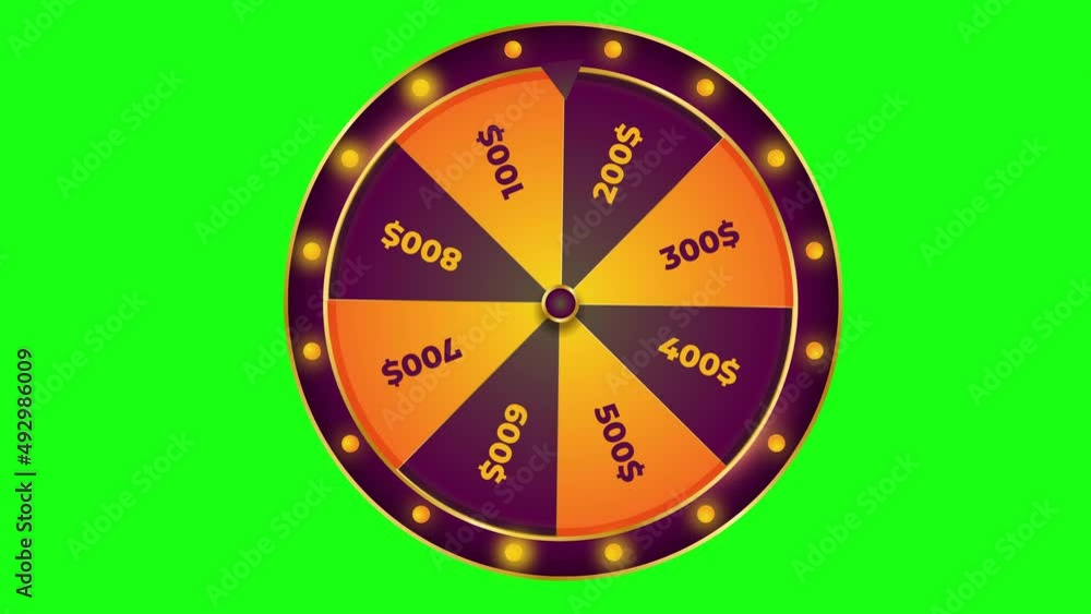 lucky money spin wheel Seamless Loop animation Green Screen 4K ...