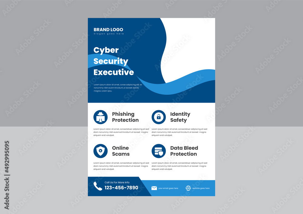 cyber security flyer poster template. cyber security protection service ...
