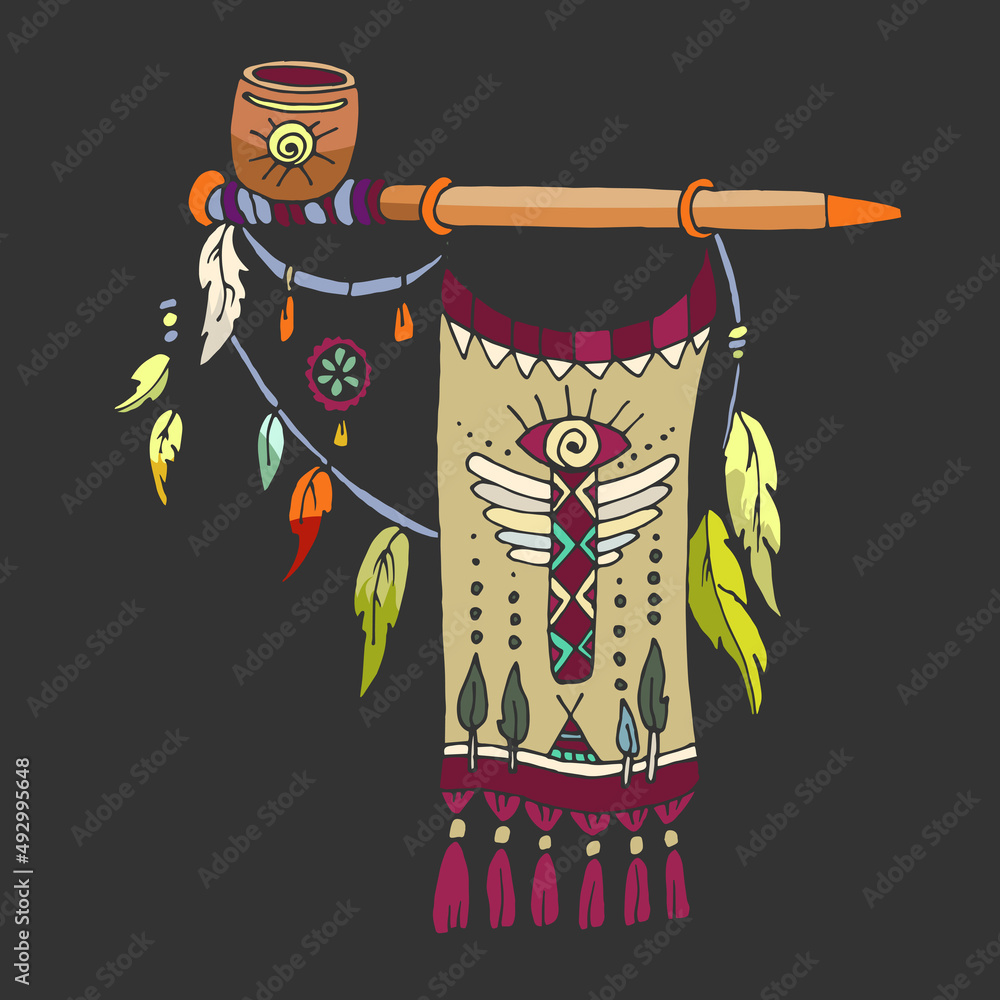 peace pipe, Tribal Indian peace pipe, flag, coat of arms, symbol ...
