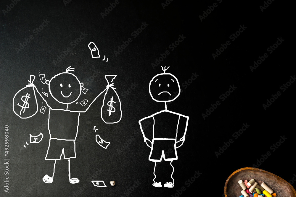 Rich man and poor man, funny stickman. Stock Photo | Adobe Stock